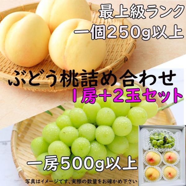 【発売日：2020年07月11日】・商品名：白桃、シャインマスカット詰め合わせ・商品内容：岡山白桃、岡山シャインマスカット晴王・等級：白桃ーロイヤル、シャインマスカットー秀品 贈答用・容量：シャインマスカットー４00ｇ〜499、白桃ー１個２...