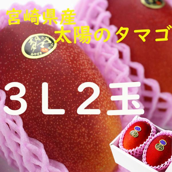 【発売日：2020年04月21日】・商品名：宮崎県産 完熟マンゴー 太陽のタマゴ・商品内容：完熟マンゴー 太陽のタマゴ・等級：秀品・個数：2玉・サイズ：3L・箱：化粧箱入り・原産地：宮崎県産 農協品・賞味期限：生モノの為、お早めにお召し上が...