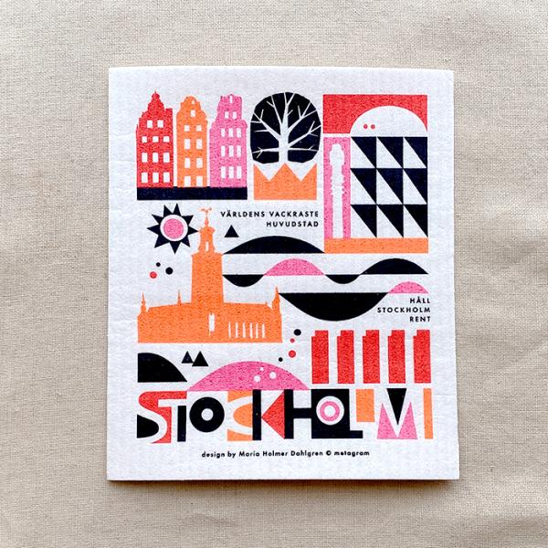 グラフィックデザイナーMaria Holmer Dahlgrenがデザインを手掛けたスポンジワイプ。スウェーデンの各都市をイメージし、ロゴやデザイン、配色で各都市をキッチンタオルいっぱいに表現したデザインですグラス4個ぐらいを置けるサイズ感...