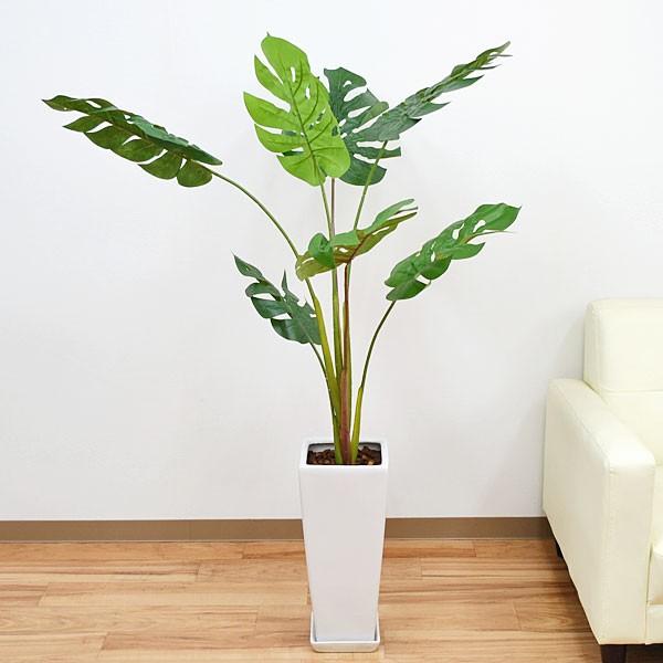 【商品内容】人工観葉植物 モンステラ ロングスクエア陶器鉢 光触媒加工 × 1【商品サイズ】商品全体の高さ：約120〜130cm前後陶器鉢　高さ：約41cm 幅：約19cm ±2cm程の誤差がある場合がございます。※高さや形状が多少異なる場...