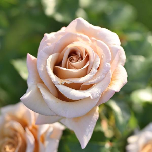 【特徴】ややブラウンがかったベージュ色の大輪花。整った丸弁高芯咲きから開くにしたがってロゼット咲きに変化。濃いグリーンの照葉と淡い花色のコントラストが美しい。樹は半直立のコンパクトな木立ち性で、鉢植えでも庭うえでも育てやすい。フルーツ、ロー...