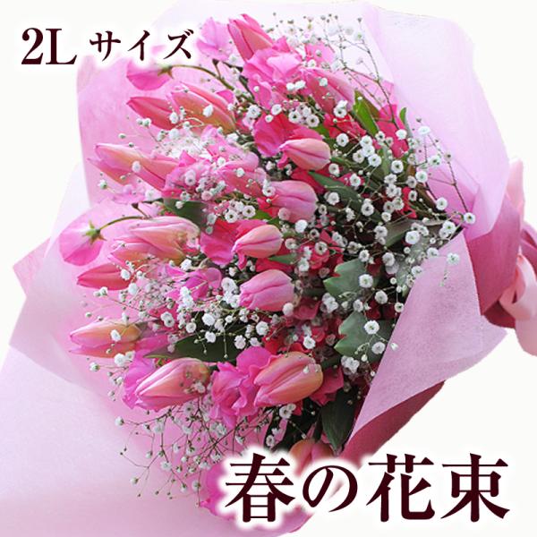 【商品について】春の花贈りにはもちろん、卒業・入学式、歓送迎会で贈る花束としても人気です。ピンク色のチューリップの花言葉は「愛の芽生え」「誠実な愛」など。※チューリップ以外のお花の種類が変更になる場合があります。※画像はイメージです。【サイ...