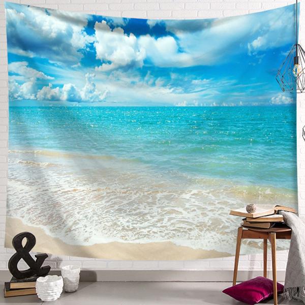 広がる海と波打ち際の絵柄のタペストリーです。ゆったりとした時間の流れるリゾートの雰囲気が出ます。横150cm、縦130cm。横長タイプです。リビングやキッチンなど家族が集まる部屋や寝室などの壁にぜひどうぞ。素材:ポリエステル掛けた瞬間一気に...