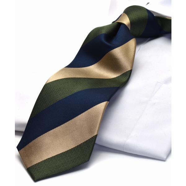 サイズ縦160センチ×幅8センチ材　質シルク１００％色ネイビー、グリーン、ゴールドのストライプ商品説明写真と多少の色の異なりはご了承下さい。