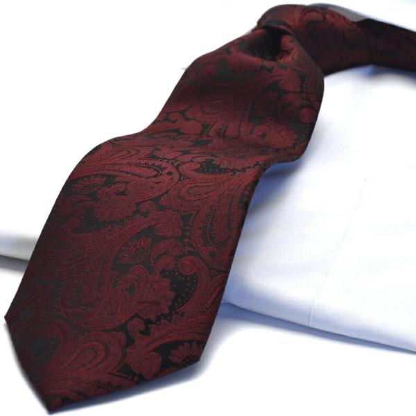 サイズ縦143センチ×幅8〜8.5センチ材　質シルク１００％色ボルドー、ブラックのペイズリー柄　　　商品説明写真と多少の色の異なりはご了承下さい。 ポイント利用