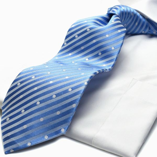 サイズ縦143センチ×幅8センチ材　質シルク(100％)色水色のストライプにシルバーのドット柄商品説明写真と多少の色の異なりはご了承下さい。 ポイント利用