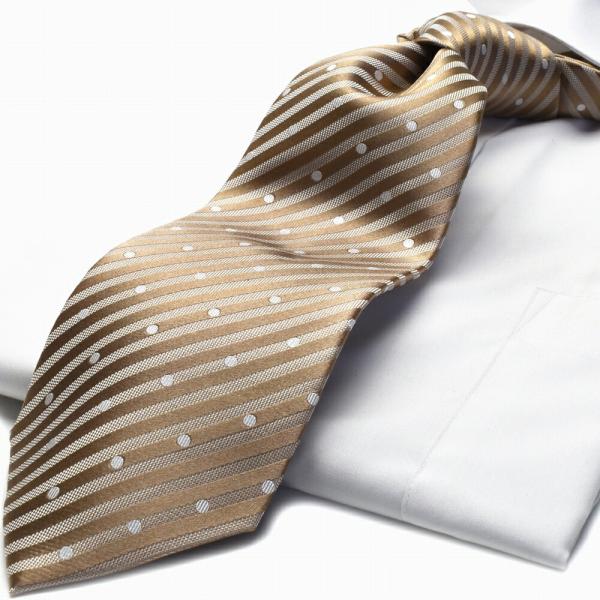 サイズ縦143センチ×幅8センチ材　質シルク(100％)色ゴールドのストライプにシルバーのドット柄商品説明写真と多少の色の異なりはご了承下さい。 ポイント利用