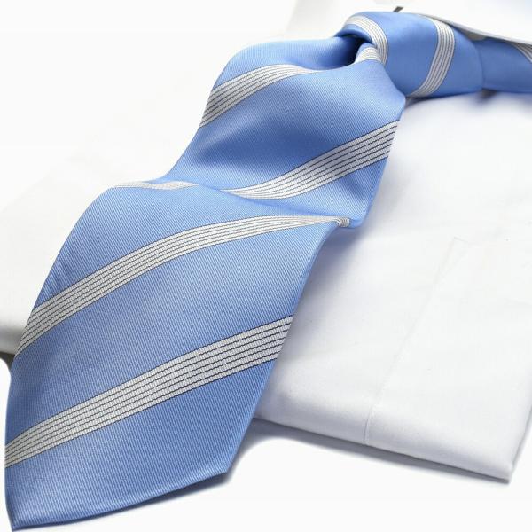 サイズ縦143センチ×幅8センチ材　質シルク(100％)色水色ベースにホワイトのストライプ柄商品説明写真と多少の色の異なりはご了承下さい。 ポイント利用