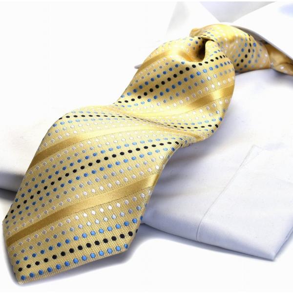 【20代/30代/40代/50代/60代】サイズ縦143センチ×幅8センチ材　質シルク100％色イエロー、ブラック、水色のドット柄商品説明写真と多少の色の異なりはご了承下さい。 ポイント利用