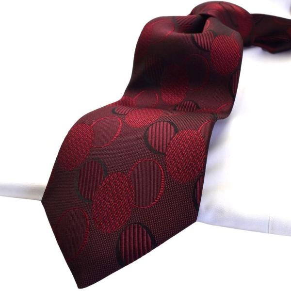 サイズ縦143〜146センチ×幅8センチ材　質シルク100％色ボルドー エンジ ドット商品説明写真と多少の色の異なりはご了承下さい。