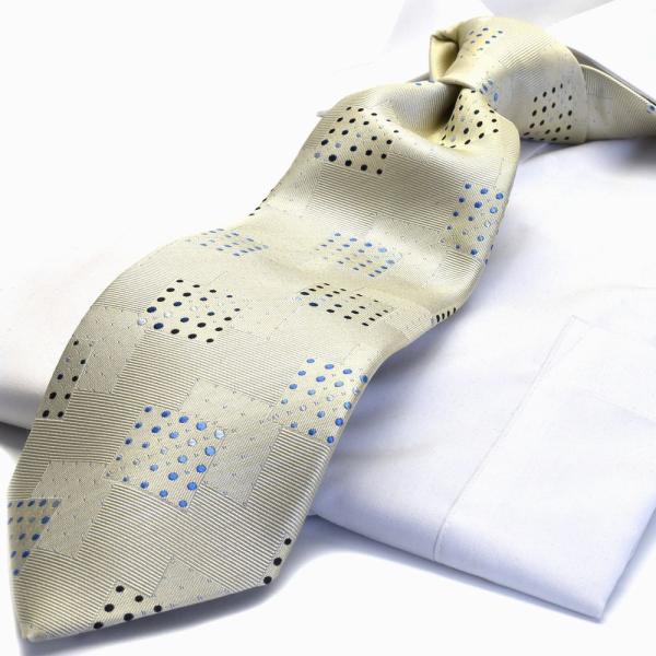 【20代/30代/40代/50代/60代】サイズ縦143センチ×幅8センチ材　質シルク100％色イエローベースにブルー、水色、ブラック、シルバーの小紋柄商品説明写真と多少の色の異なりはご了承下さい。 ポイント利用