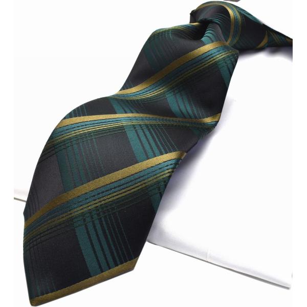 サイズ縦158〜160センチ×幅8.5センチ材　質シルク100％色ブラック、グリーン、ゴールドのチェック柄商品説明写真と多少の色の異なりはご了承下さい。