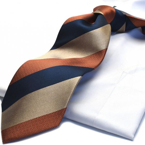 【20代/30代/40代/50代/60代】サイズ縦143センチ×幅8センチ材　質シルク１００％色ネイビー、オレンジ、ゴールドのストライプ製造元中国商品説明写真と多少の色の異なりはご了承下さい。