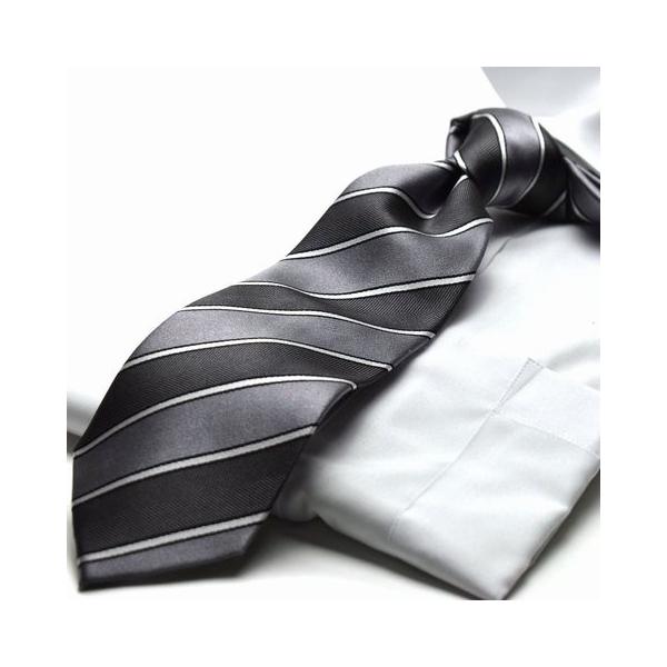 【20代/30代/40代/50代/60代】サイズ縦143センチ×幅7.5〜8センチ材　質シルク１００％色 グレー/チャコールグレーのストライプ柄製造元中国商品説明写真と多少の色の異なりはご了承下さい。 ポイント利用