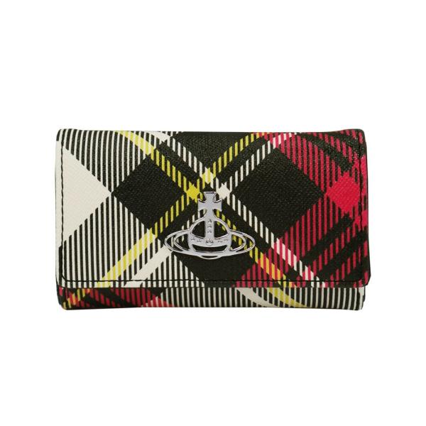 ヴィヴィアン・ウエストウッド キーケース DERBY 51020001-S0012-PF BIOGREEN SAFFIANO PRINTED3 O101 NEW EXHIBITION TARTAN●開閉：ボタン式●サイズ:約W10cm×H6...