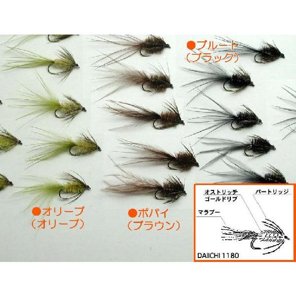 テールのマラブーは約10本、ボディは水中で透明度を増すオストリッチ使用で、水中で「茫洋」とした印象に。<br>止水のトラウトに絞って細部を徹底チューンした「釣れる」フライ。<br>シンキングラインでも、フローティング...