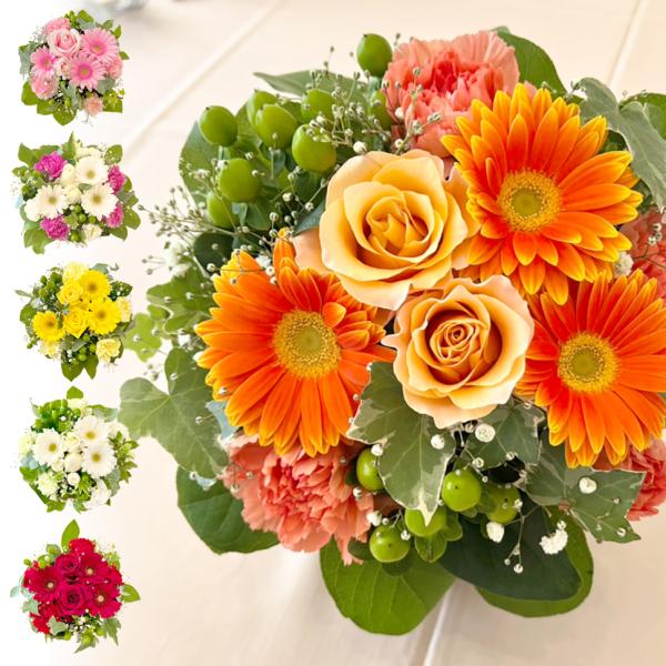 高さ　約23cm　　幅　　約20cm季節のお花で仕上げております。クール便をご希望の場合は、注文画面内にてご選択ください。クール便は全国一律440円を別途頂戴しております。予めご了承ください。沖縄県へのお届けの場合は、送料を別途２２００円頂...