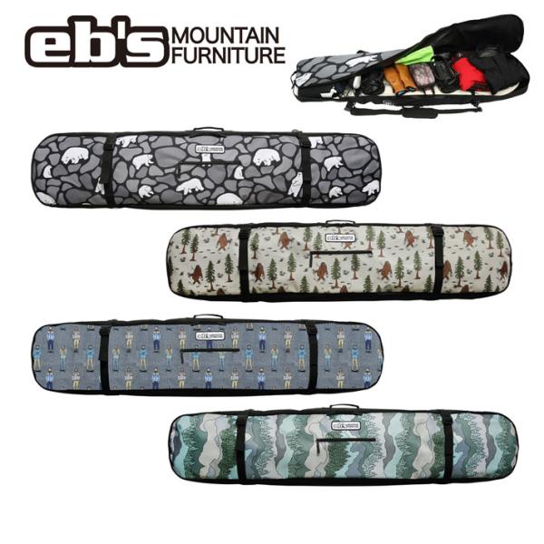 eb's　エビス　スノーボードハードケースBOARD PACK　ボードパック・背負いベルト付きのスタンダードボードケース。・正面中央にマルチユースポケット付き。・背面には収納式の背負いベルト内蔵。・鍵の取り付けもできるダブルファスナー。サイ...