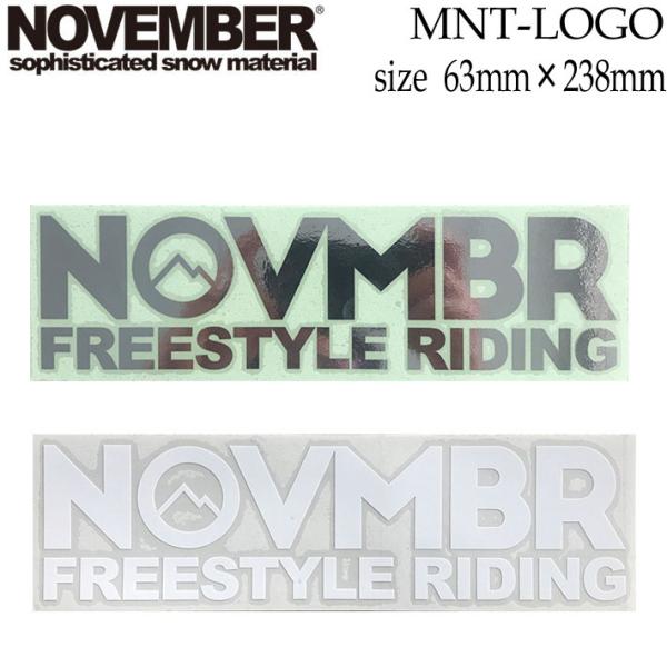 NOVEMBER ノベンバー>MNT LOGO　スノーボード　カッティングステッカー●カラー：ホワイト　・　シルバー●サイズ：63×238mm●日本製 ※メール便をご希望の場合、代引き決済はご利用頂けません。代引きをご希望の場合は、宅...