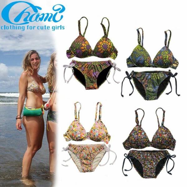 ・TOPは背中のフックで調節可能・ストラップが取外し可能。付属のストラップに付け替えればホルターネックビキニにもなる・カップ部分はポケットタイプで取外し可能なので自分サイズのパッドに取り替えも可能・BOTTOMSはリボンタイプUVカット　9...