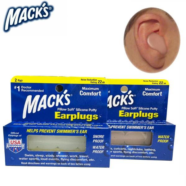 MACK'S マックス 正規販売店Pillow Soft Silicone Earplugs -The Original Moldable Silicone Putty Ear Plugs-【Mack'sの耳栓は、全米水泳協会のオフィシャル...