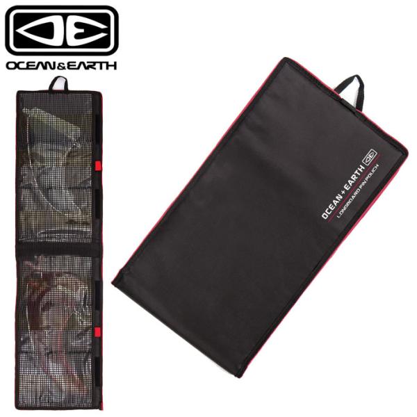 OCEAN＆EARTH　FIN POUCH2 セットのロングボードのフィンをセット可能。420D ナイロン生地と PE フォームプロテクター。通気性が良く中身を確認できるポケット。全てのフィンに対応。ベルクロストラップのクローザー。