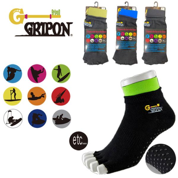 GRIPON グリッポン グリップソックス日本正規販売店足に強力なグリップを例えばサーフィンをしている時に、あなたの足がワックスを塗っていない部分に乗っても、または長時間のサーフィンでワックスの効力が弱くなっても、GRIPONを履いていれば...