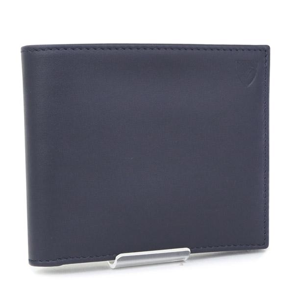 ■商品名：BILLFOLD COIN WALLET■カラー：ネイビー(NAVY)■金具色：シルバー色■素材：カーフ■サイズ：H約9.7cm×W約11.5cm×D約2.5cm■仕様：オープン開閉、スナップボタン付き小銭入れ×1、札入れ×2、カ...