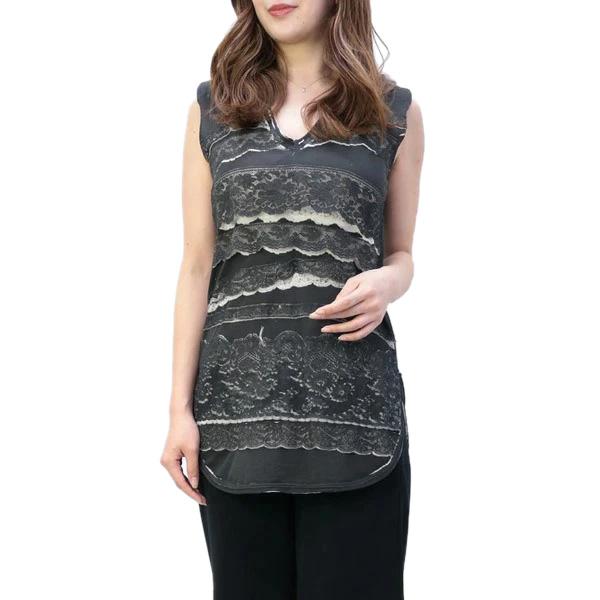 ※ご使用には全く問題ございませんが、正面より右下のレース部分に破れが見られます。(5枚目画像参照)ご了承の上お買い求め下さいませ。■素材：100％コットン■仕様デザイン部分はレースの仕上がり肩パット付き *取り外し不可*made in It...