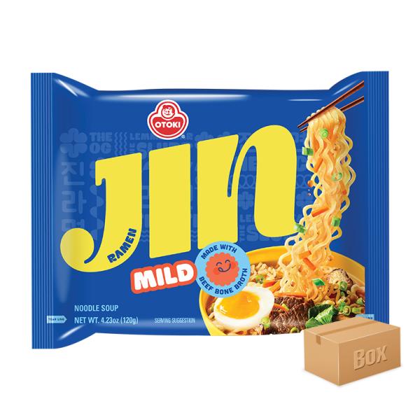 ■商品名：オットギ ジンラーメン（マイルド）■内容量：120g×40袋 ■原材料：麺 : 小麦粉（アメリカ産・オーストラリア産）、変性でん粉、パーム油（マレーシア産）、グルテン、じゃがいもでん粉、塩、乳化油脂、卵殻粉末、肉スープエキス、にん...