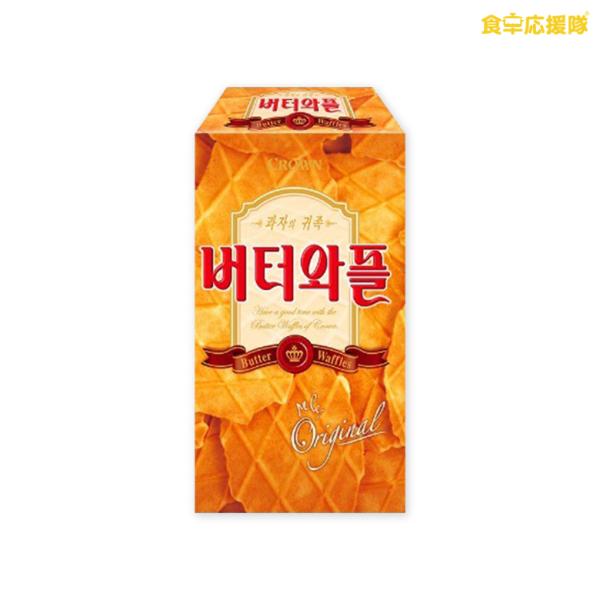 ※韓国語版、または日本語版でお届けいたします。内容物は同じですのでご安心ください。■商品名：CROWN バターワッフル ■内容量：1箱（3枚 × 3袋入り）■原材料：小麦粉、砂糖、加工バター（乳脂肪、ココナッツオイル、無脂乳固形分、食塩）、...
