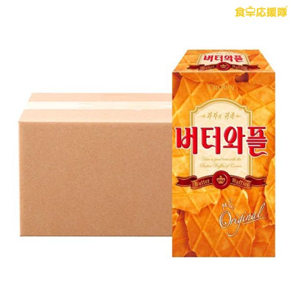 ※韓国語版、または日本語版でお届けいたします。内容物は同じですのでご安心ください。■商品名：CROWN バターワッフル ■内容量：16箱（3枚 × 48袋入り）■原材料：小麦粉、砂糖、加工バター（乳脂肪、ココナッツオイル、無脂乳固形分、食塩...