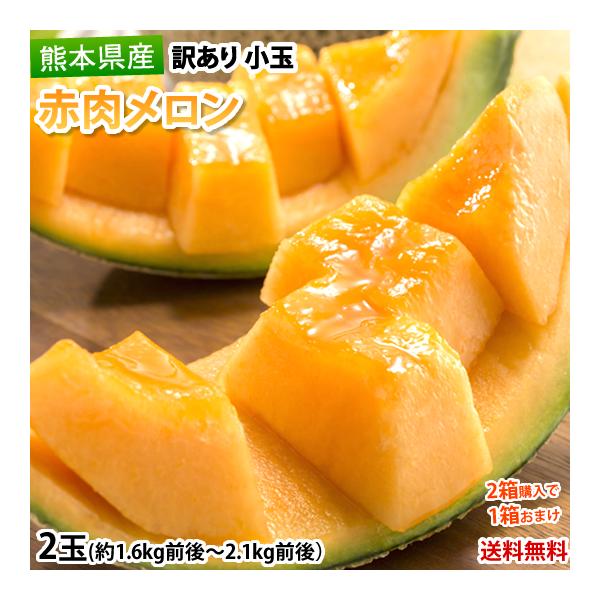 【発売日：2026年05月22日】■名称訳あり小玉 赤肉メロン■産地熊本県産■内容量2玉 (約1.3kg前後〜約1.8kg前後）サイズ混合 無選別 ■おまけ特典・2セット購入で1セットおまけ[合計3セット分を1箱にまとめてお届け]同一配送先...