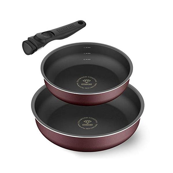 ・04.レッド 3点(IH) PDCI-S3S・・Color:04.レッドStyle:01.IH・ガス火両用PatternName:01.単品・セット内容/フライパン20cm、フライパン26cm、マルチハンドル・   【フライパン】商品サイ...