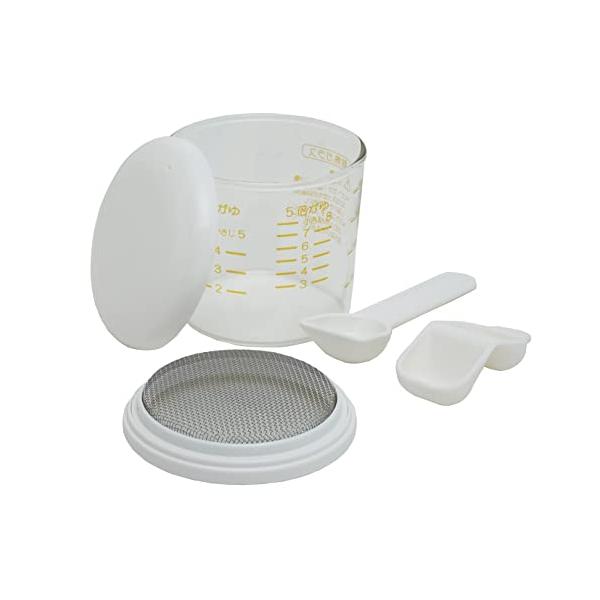 ・マルチカラー 1個アソート T-256・炊飯器でごはんと一緒におかゆが作れます。・   本体サイズ 8×8×8.5cm・   製造国 日本・   素材 フタ・網ワク=ポリプロピレン スプーン=ポリプロピレン ツマミ=シリコーン樹脂