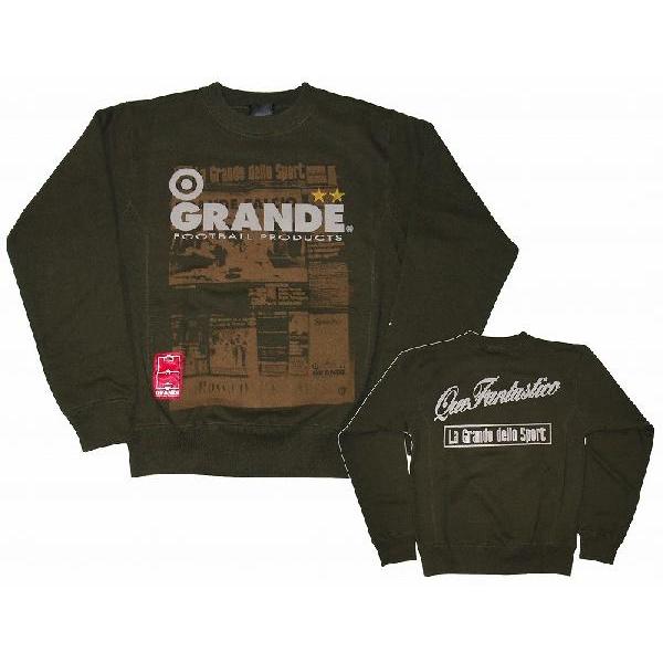 GRANDEの今シーズンのスウェットは「EXTRA」（=号外という意味）。ロゴの下に、「La Grande dello Sport」という新聞がデザインされているのがかっこいい！しかも、看板がGRANDEだったり、GRANDE5周年のロゴが...