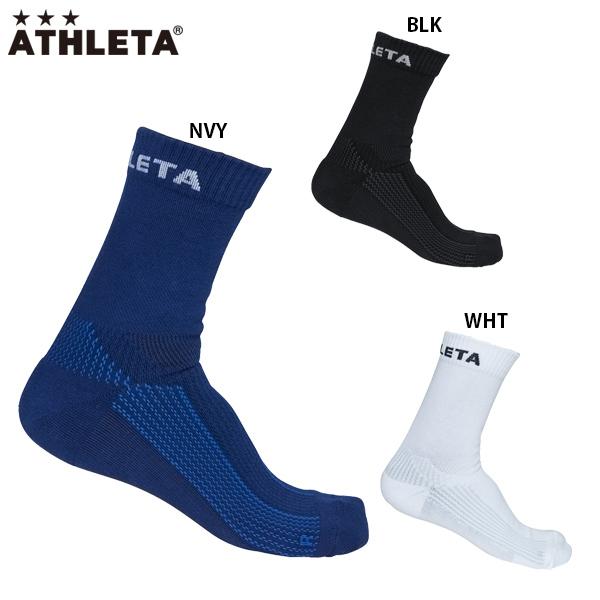 2022年春夏モデル、トレーニングに最適なATHLETAのミドルソックスです。【素材】綿55％、ナイロン20％、ポリエステル10％、アクリル10％、ポリウレタン5％【カラー】WHT：ホワイトBLK：ブラックNVY：ネイビー【サイズ】22-2...
