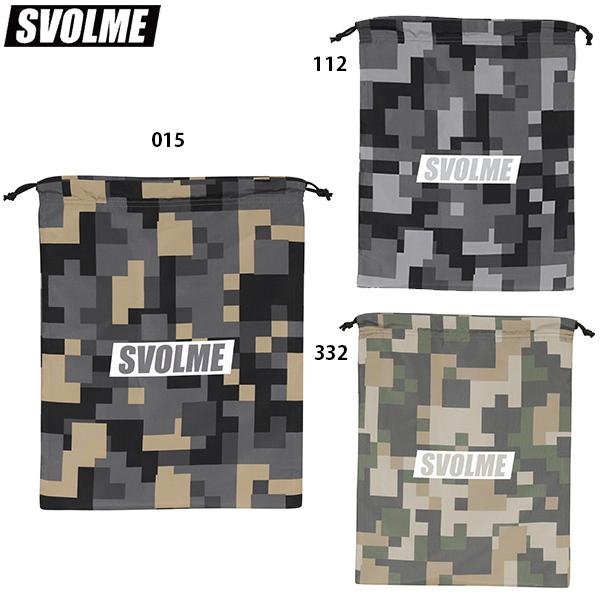 SVOLME定番、デジカモデザインのシューズ袋です。縫製糸に消臭機能を使用してますので汗や不快なにおいが袋に残りません。【素材】ポリエステル100％【カラー】015：ブラック×ベージュ112：ブラック×グレー332：カモ×グリーン【サイズ】...