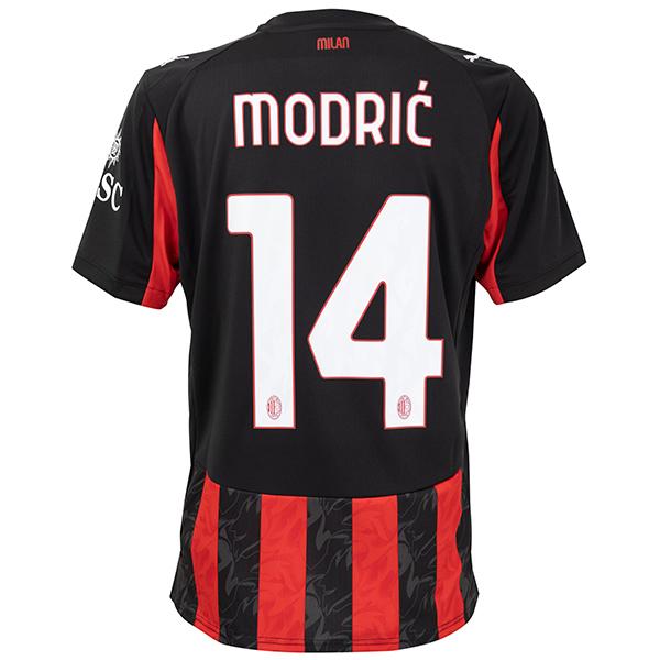 2025-2026年セリエA、ACミラン『#14 モドリッチ』のオフィシャルマーク付きホームレプリカユニフォーム。【注意事項】※こちらの商品ページの在庫は圧着済みとなります。尚、実店舗及び複数サイトで同時販売しております為、売り切れの際はご...