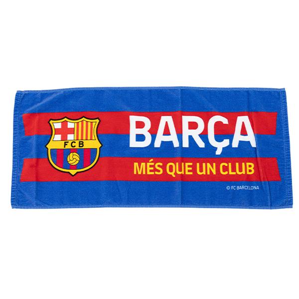 ラ・リーガ FCバルセロナのクラブロゴとエンブレムがデザインされたフェイスタオル。【素材】綿【サイズ】約34cm×80cm