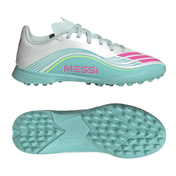 F50 メッシ リーグ TF サッカー キッズ トレーニングシューズで、お子様にサッカーのワクワクを体験させてあげよう。メッシ好みのフィット感を想定して作られたこのシューズは、軽量感があり、走るときのスピードをサポート。ハイブリッドタッチの...