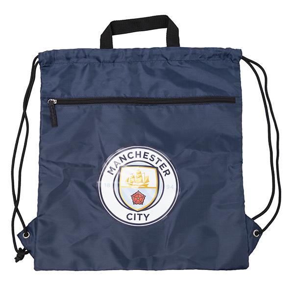 プレミアリーグ マンチェスターシティのクラブエンブレムが入ったナップザック。【素材】ポリエステル【サイズ】約39.5×43cm