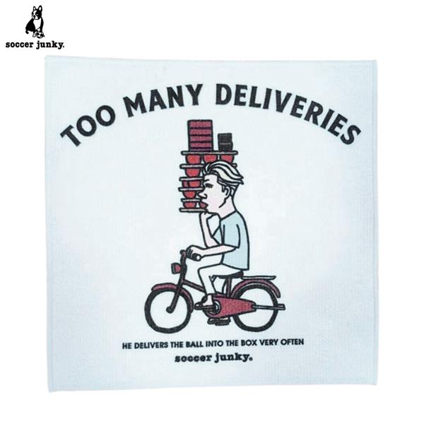 サッカージャンキー×Jerry『DELIVERIES』ミニタオル。アシストやゴールに繋がるパスのことを英語で「彼はいいボールをデリバリーした」という表現がよく使われるとのことでデリバリー名人の彼の出番です。【素材】ポリエステル、コットン【カ...