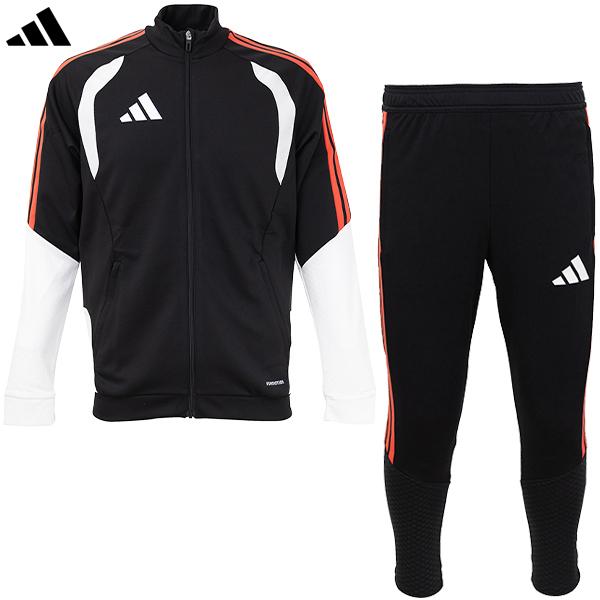 アディダス『TIRO』シリーズのコンペティション トレーニングジャケット＆コンペティションパンツのセットアップ。メカニカルストレッチ素材がもたらす最高のパフォーマンス、フィット感、快適性。エンボスデザインのディテールをあしらったインサート。...