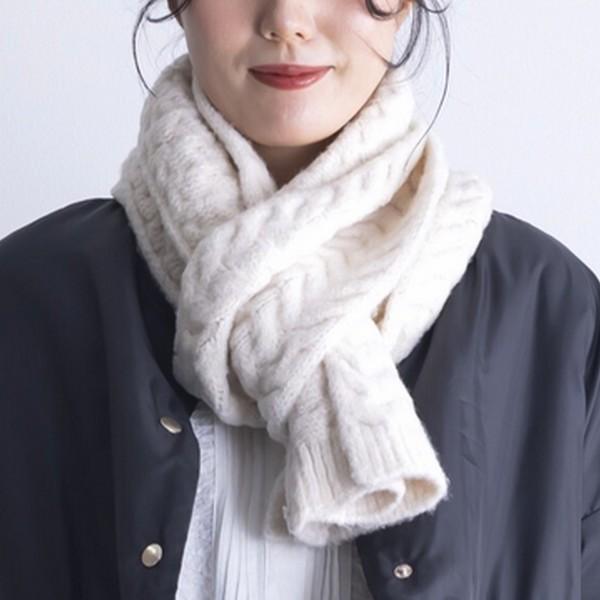 商品名：jou jou lier ジグザグ編みニットマフラー伸縮性のある糸を使用した立体的でおしゃれなジグザグ編みのマフラー。大きすぎず厚すぎないサイズ感で程よいボリューム感のあるシルエット。使い勝手の良いベーシックなカラーとコーディネート...