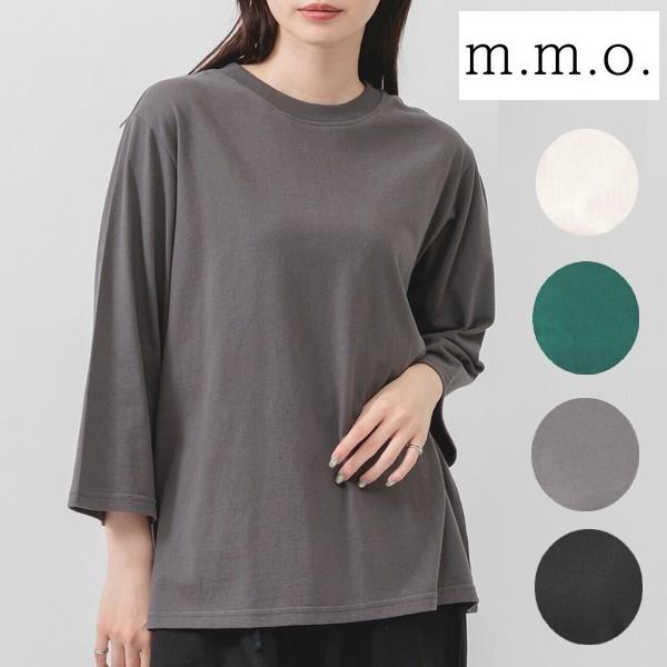 商品名：m.m.o クルーネック７分袖ｔシャツベーシックなシルエットで使いやすい７分袖ｔシャツ。衿元はリブの切替で着脱しやすいデザイン。お肌に優しいコットン素材です商品詳細サイズ：【フリー】身幅 52cm、着丈 61cm※採寸は平置きでおこ...