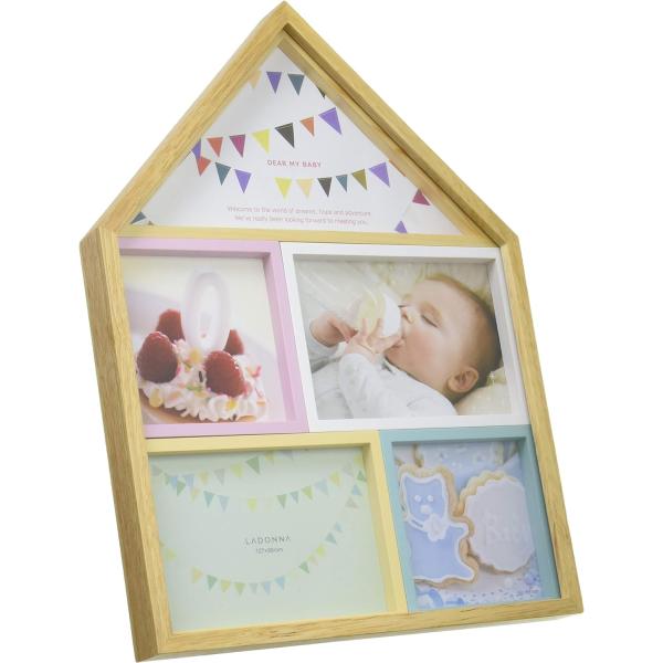 LADONNA ラドンナ フォトフレーム ベビー ナチュラル ハウス型 CW34-50 出産祝い ベビーフォト 写真立て 写真 ベビーフレーム ギフトフレーム 誕生記念 七五三 記念 オルゴール 送料無料 送料込み