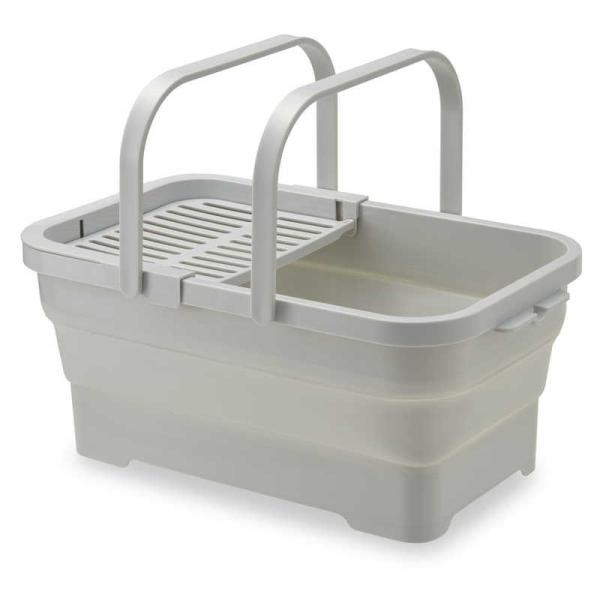おりたためるバスケット15L ちょい置きトレー付バスケット 防災 ピクニック アウトドア 洗濯 ベビーバス 伊勢藤 イセトウ 折りたたみ バスケット 洗車