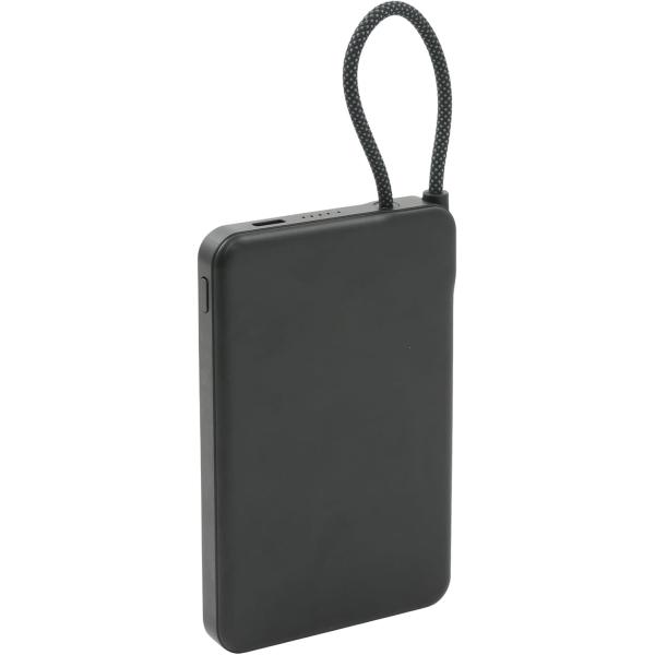 PLATA プラタ 固体電池モバイルバッテリー 5000mAh ブラック ゲルポリマー電解質採用 半固体電池 ケーブル一体型 モバイルバッテリー 機内持ち込み可 軽量 急速充電 PD対応 PSE認証済 スマホ充電 mp045bk