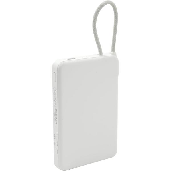 PLATA プラタ 固体電池モバイルバッテリー 5000mAh ホワイトゲルポリマー電解質採用 半固体電池 ケーブル一体型 モバイルバッテリー 機内持ち込み可 軽量 急速充電 PD対応 PSE認証済 スマホ充電 mp045wh
